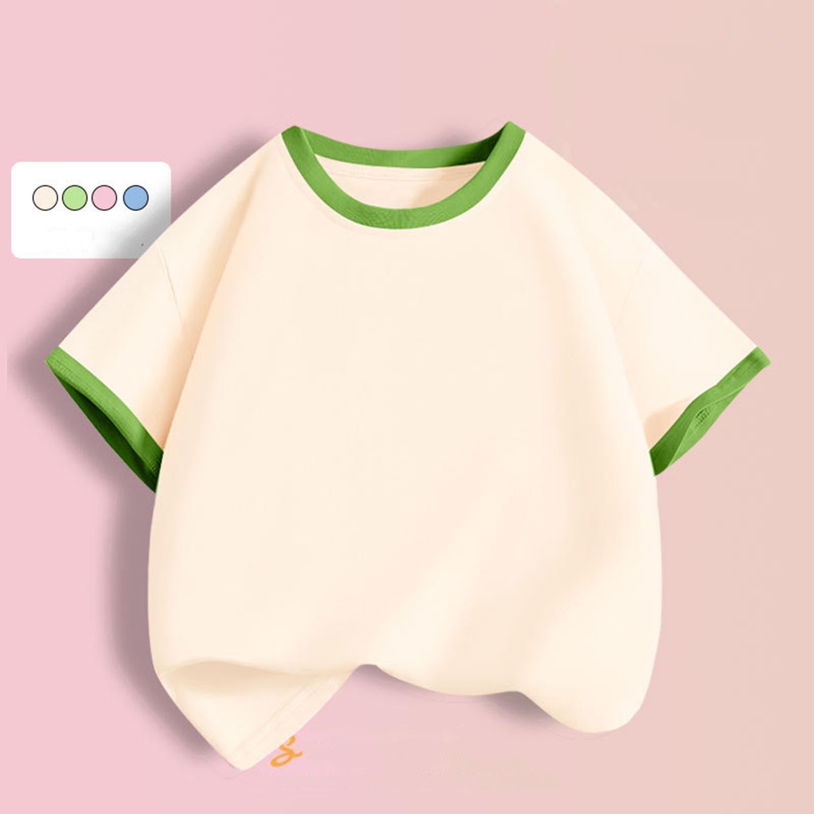 hengsof Children's Color Block Short Sleeve T-Shirts Children's Summer ...