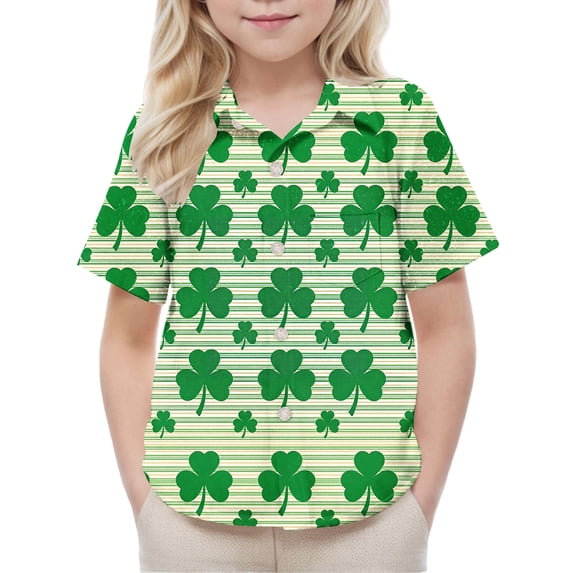 hengsof Children's Fashion Shirts Novelty Prints Fun Short Sleeve Lapel ...