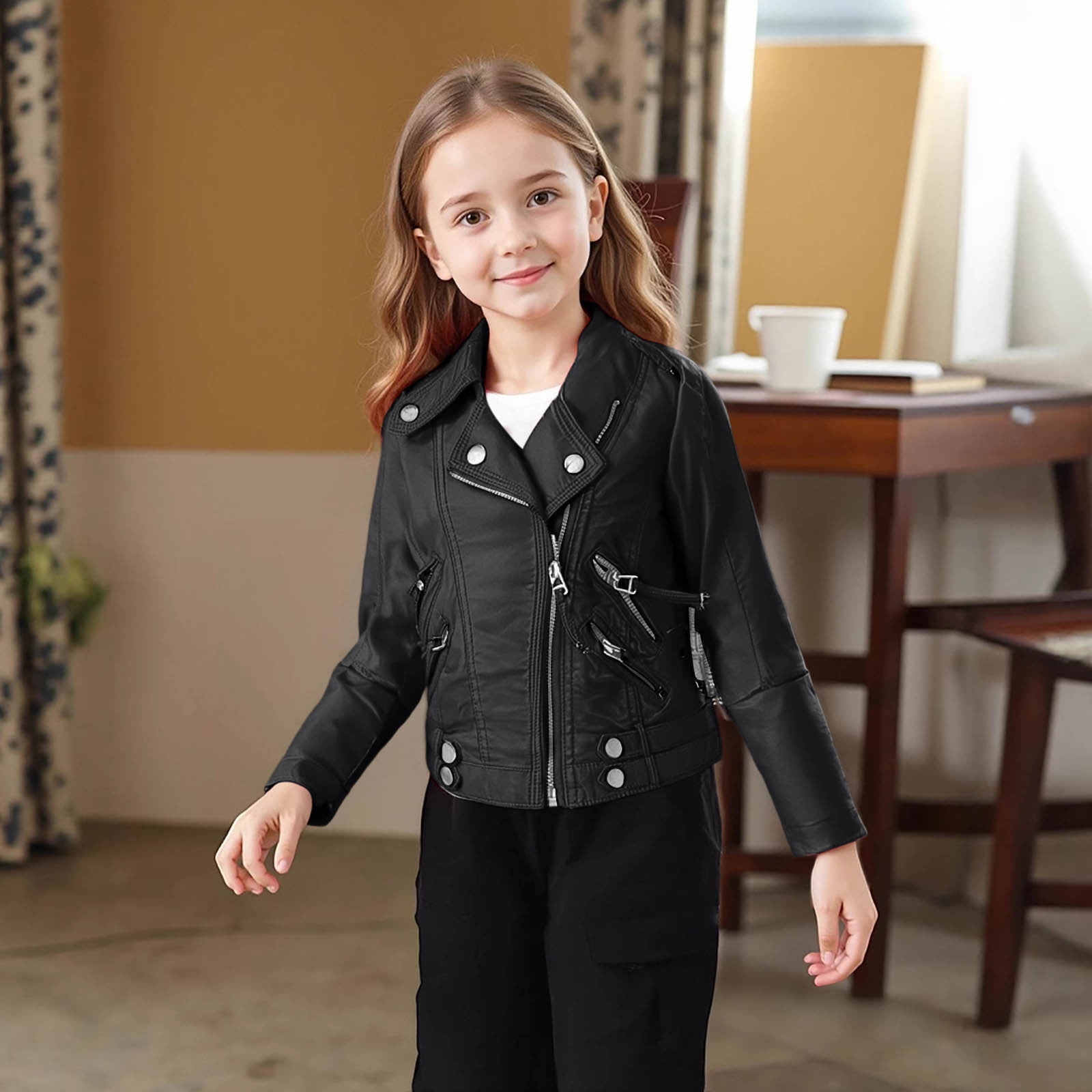 hengsof Children's Fashionable Jacket Long Sleeve Stand Up Collar ...