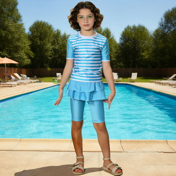 hengsof Children's Sun Protection Two Piece Swimsuit Striped Sun ...