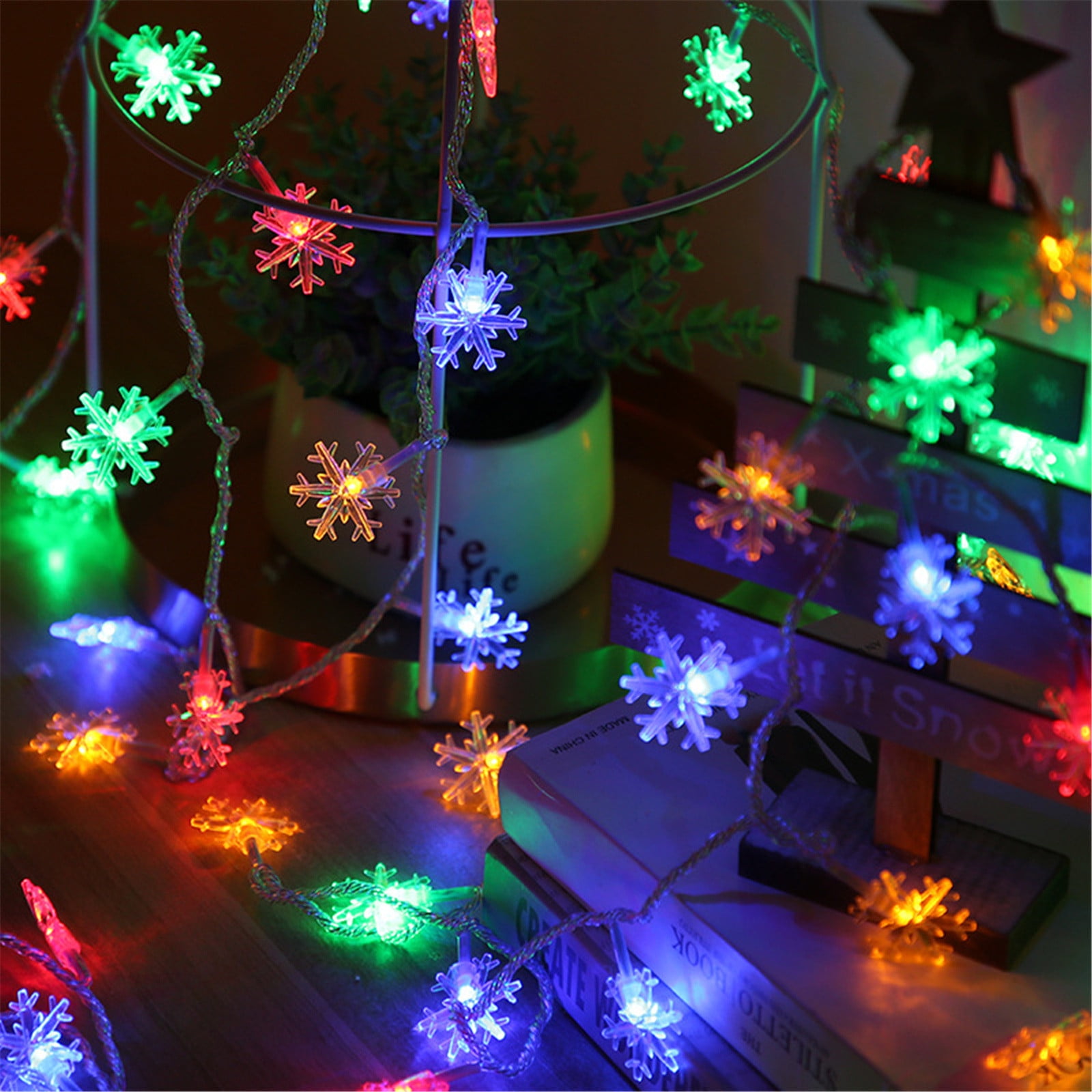 hengsof Christmas Lights Snowflake Christmas Decorations, 10Meters ...