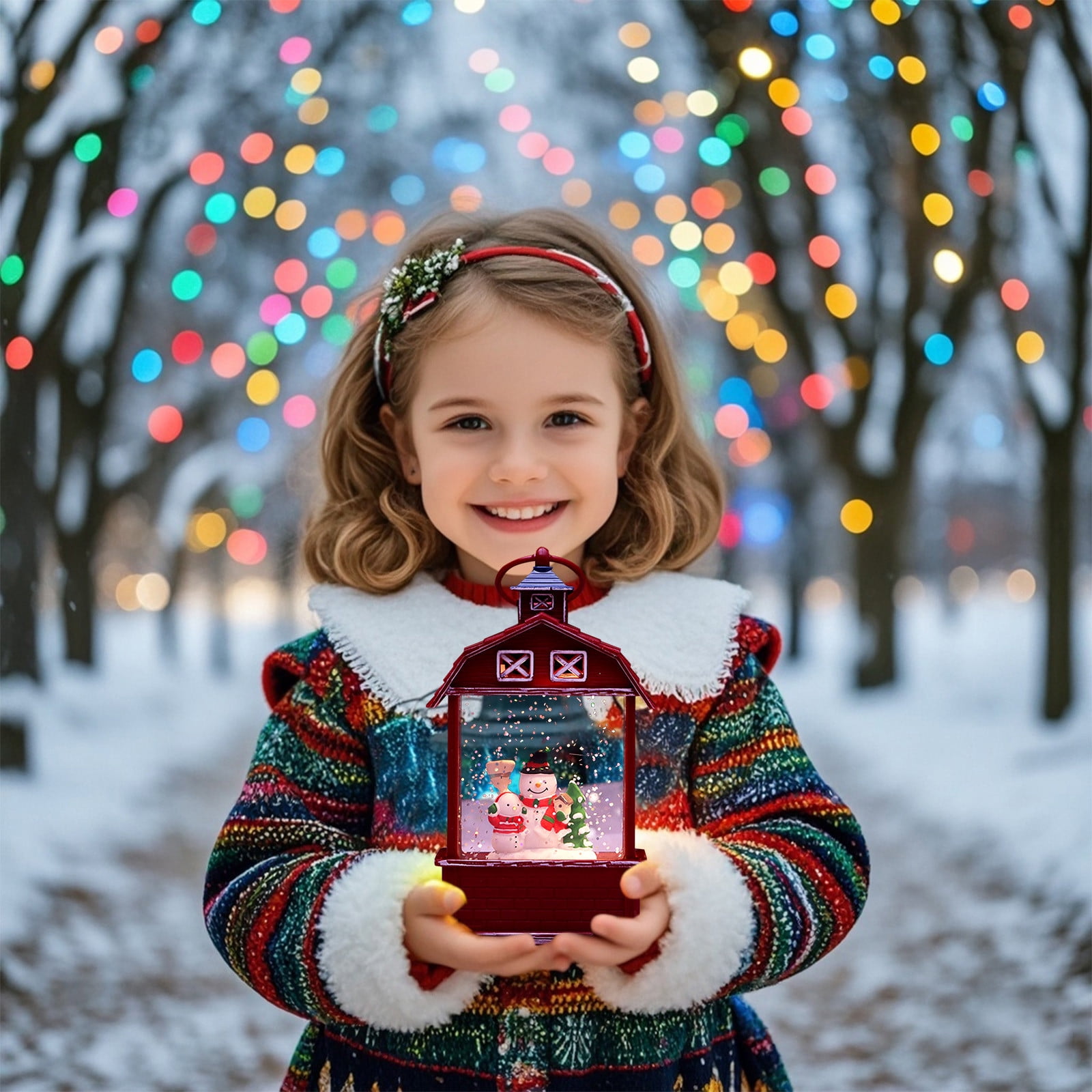 hengsof Christmas Musical Snow Globe Lantern, Spinning Glittering ...