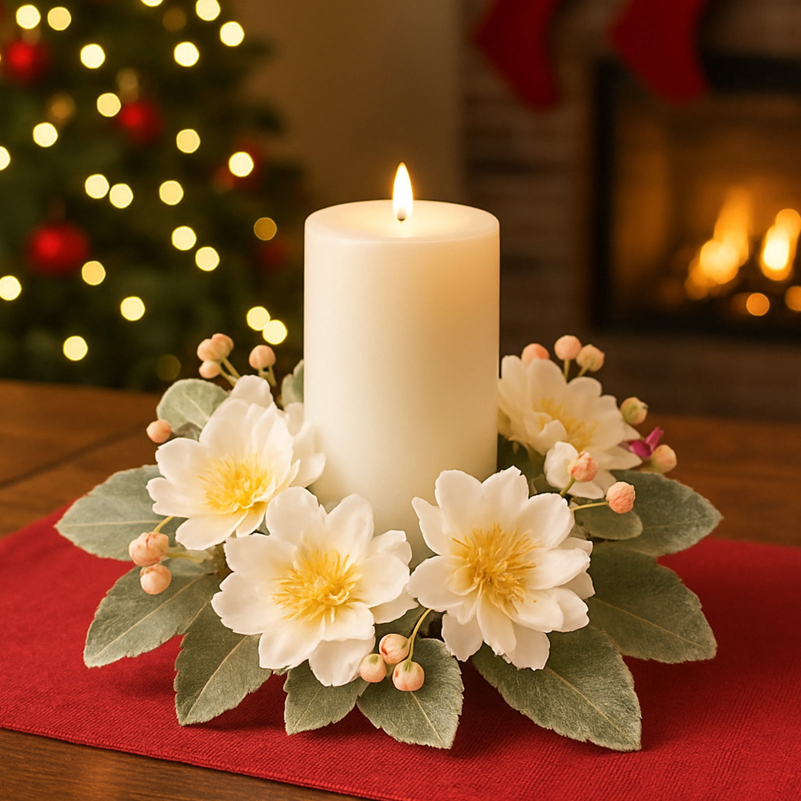 hengsof Christmas Peony Candlestick Garland Decorative Garland for ...