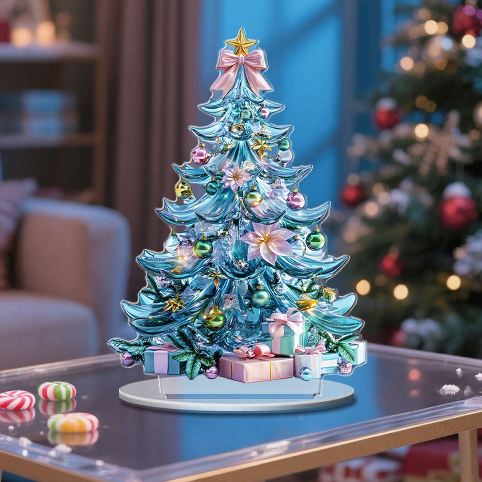 hengsof Christmas Tree 2D Flat Printed Acrylic Christmas Ornament ...