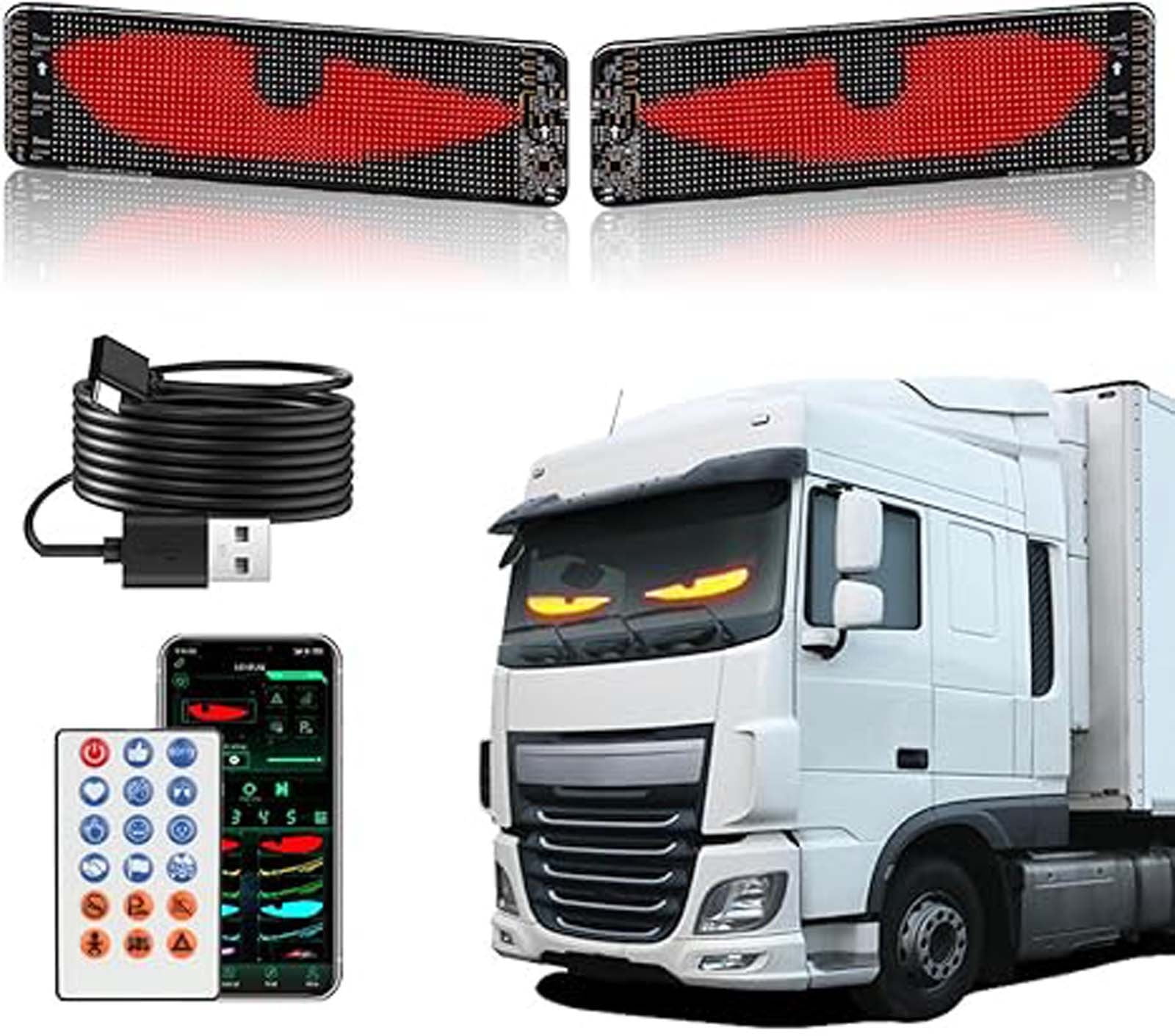hengsof Devil Eyes Lights for Cars,Flexible LED Display Screen Panel ...