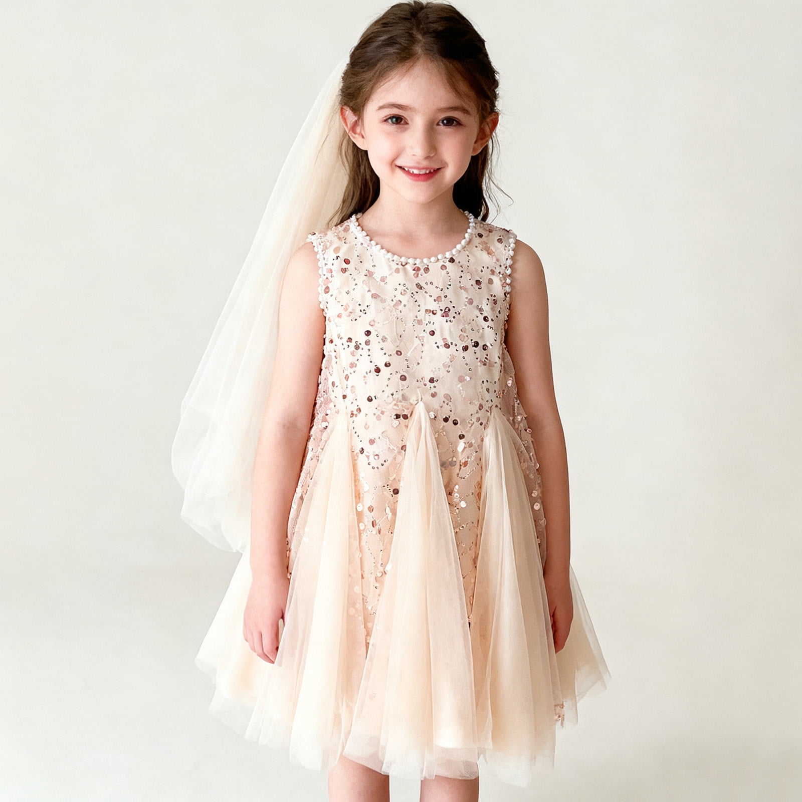 hengsof Dress for Girls Spring Lace Tulle Mesh Grils Summer Dress ...