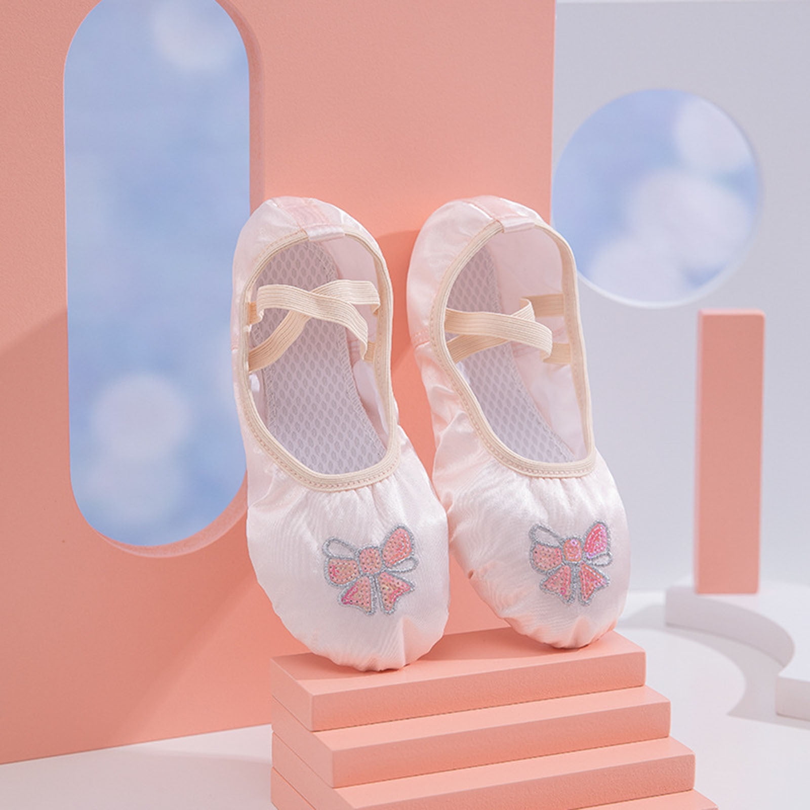 hengsof Embroidered Bow Leather Ballet Shoes for Girls, Soft Sole Non ...