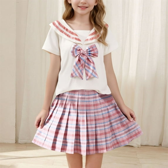 hengsof Fashionable Girls' Dress Sailor School Uniform Navy Suit Sweet ...