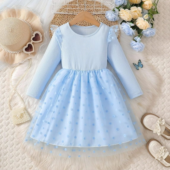 hengsof Girls Cute Printed Long Sleeve Crew Neck Party Dress for 3-10 ...