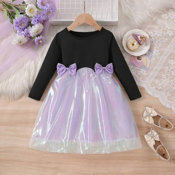 hengsof Girls Cute Printed Long Sleeve Crew Neck Party Dress for 3-10 ...