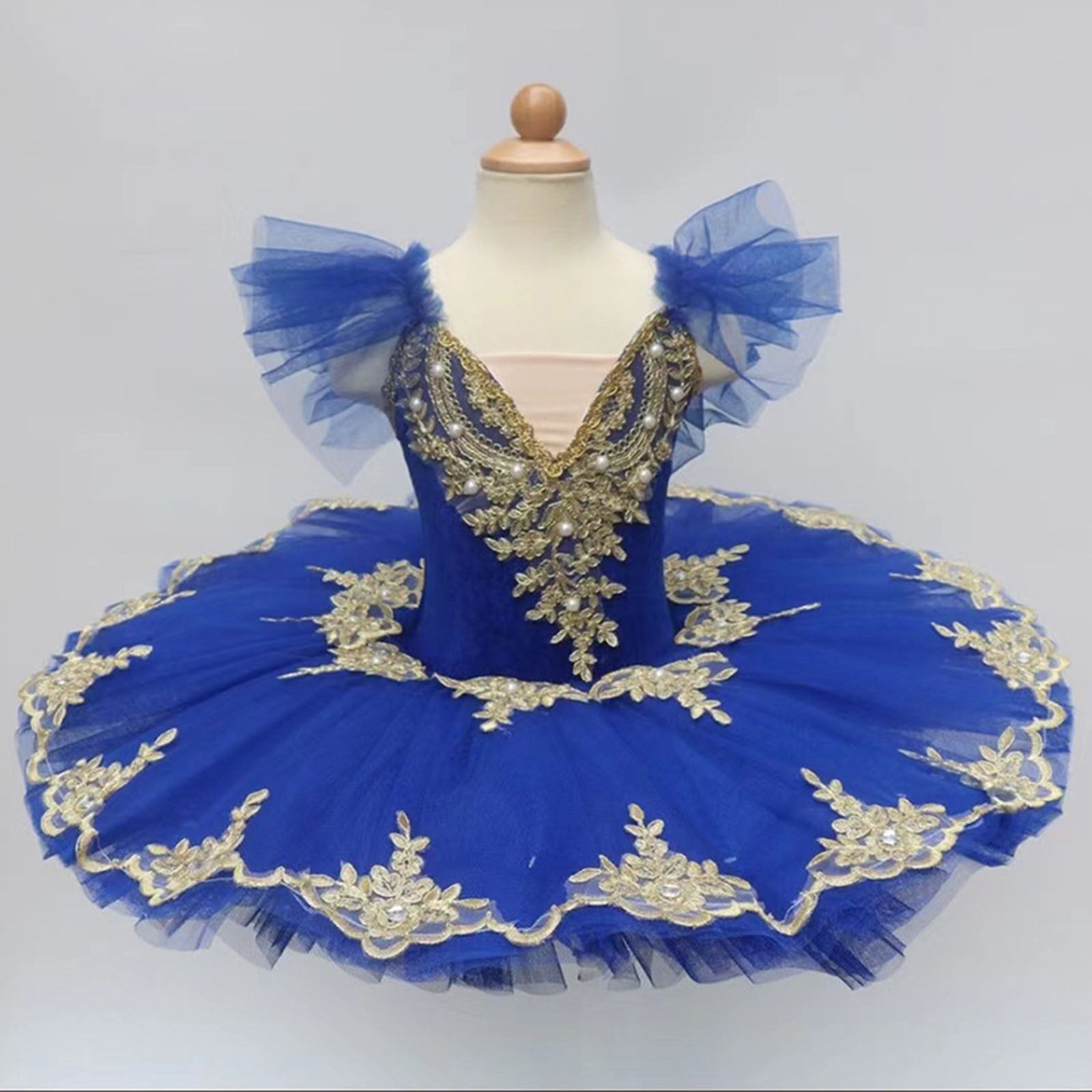 hengsof Girls' Dance Leotard Ruffled Sleeves Sheer Skirt Glitter Ballet ...