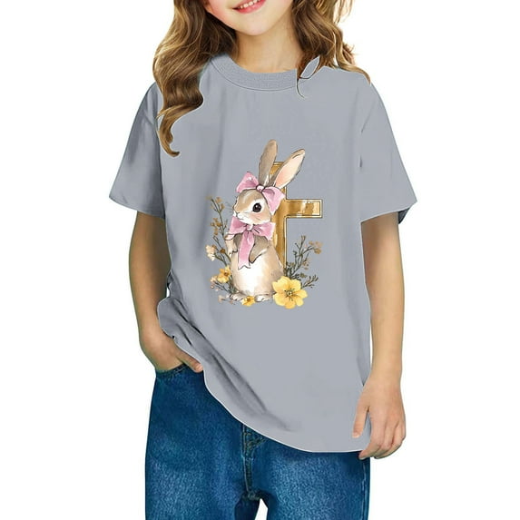 hengsof Girls Easter Celebration Cotton T-Shirt, Summer Children Short ...
