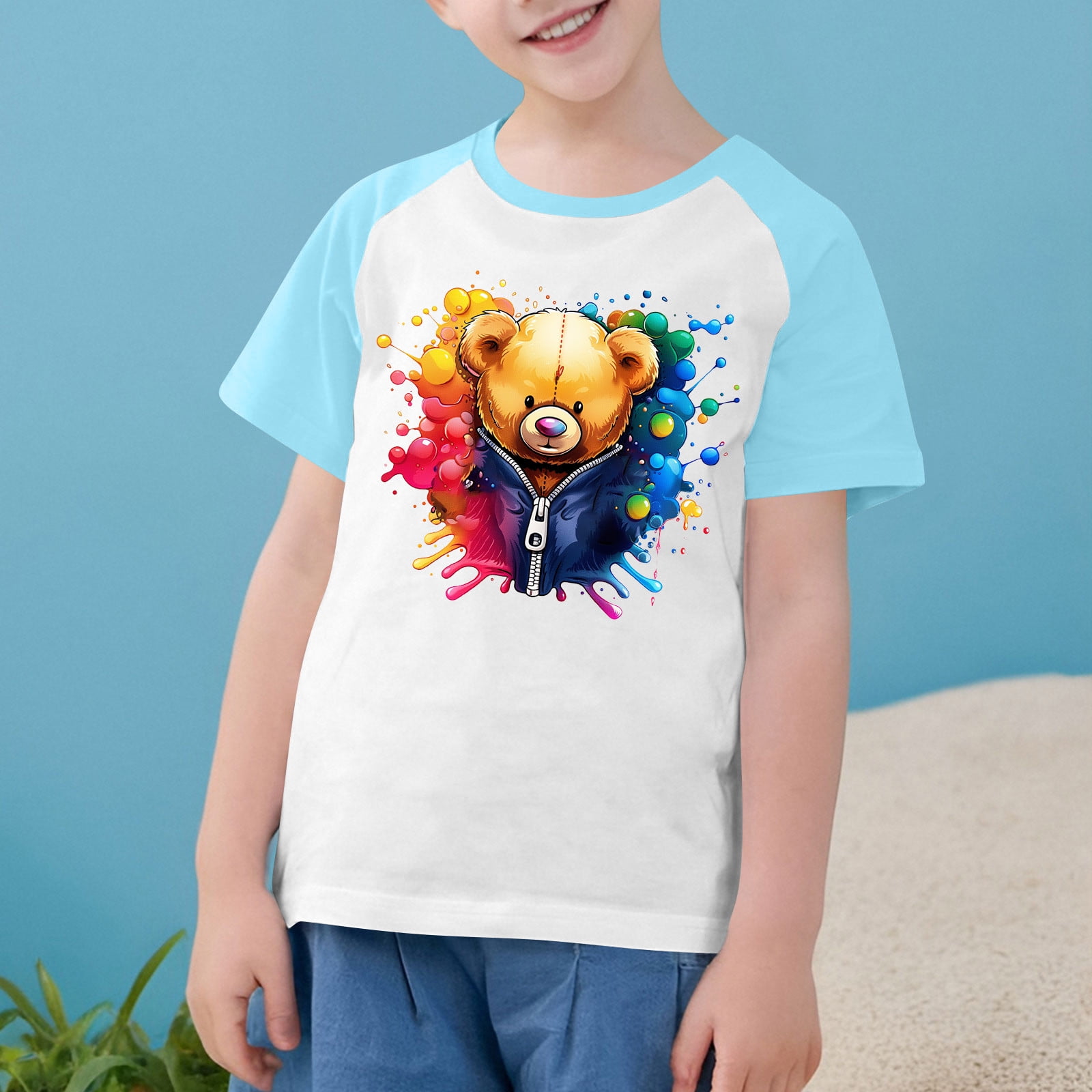 hengsof Girls Fashion Raglan Sleeve Short Sleeve T-Shirt, Summer ...