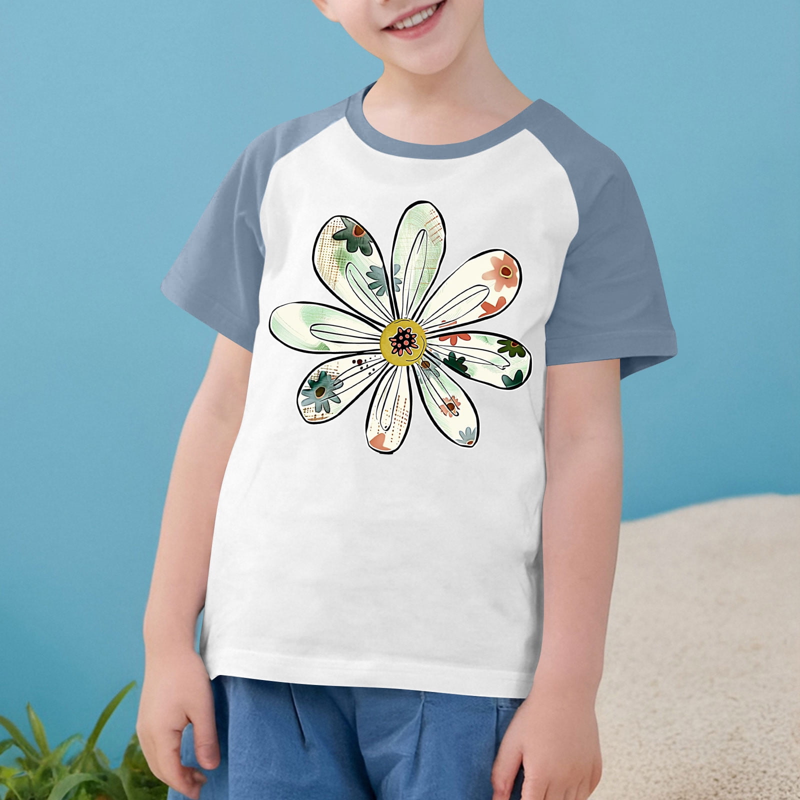 hengsof Girls Fashion Raglan Sleeve Short Sleeve T-Shirt, Summer ...