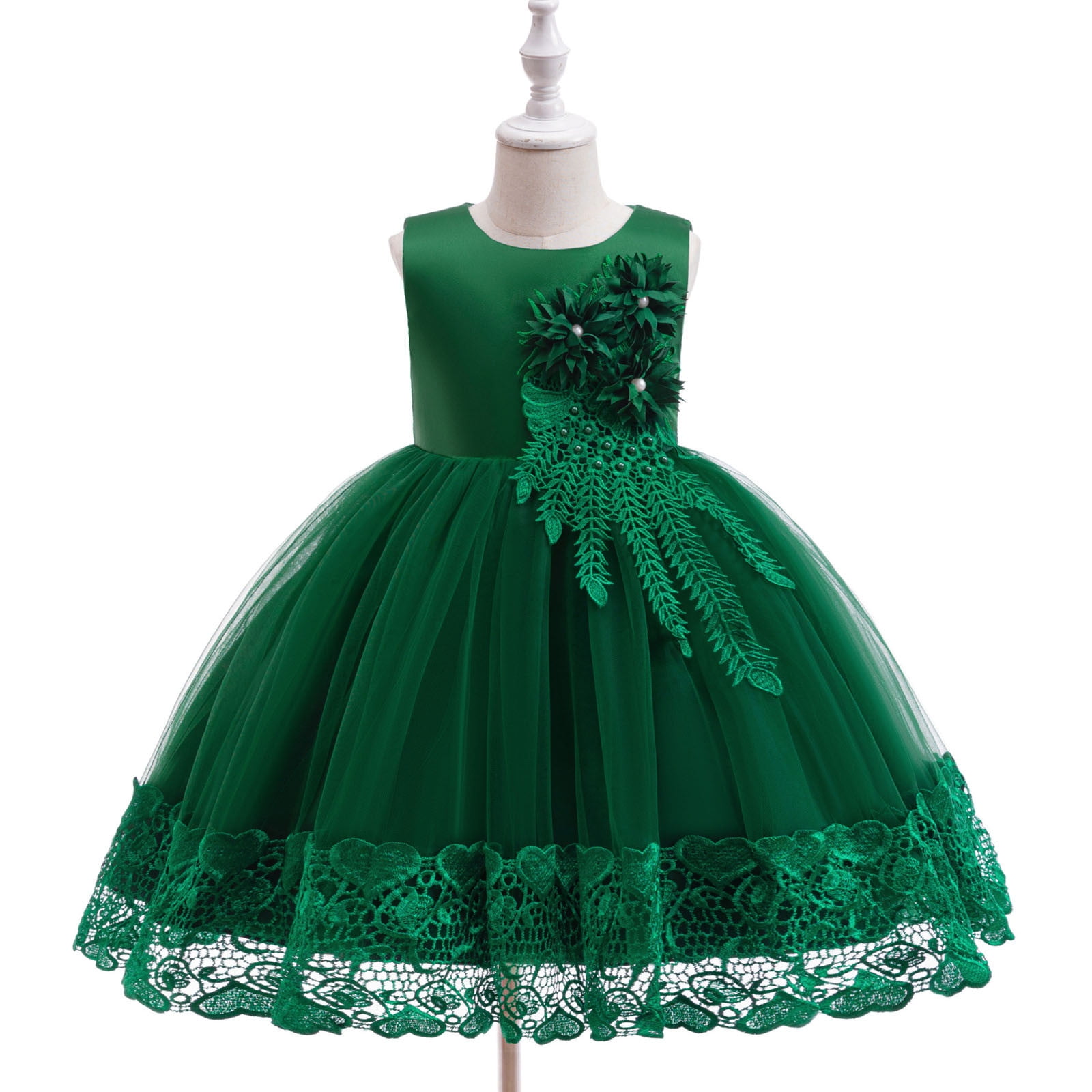 hengsof Girls Formal Performance Dress for 2-12 Years Solid Color ...