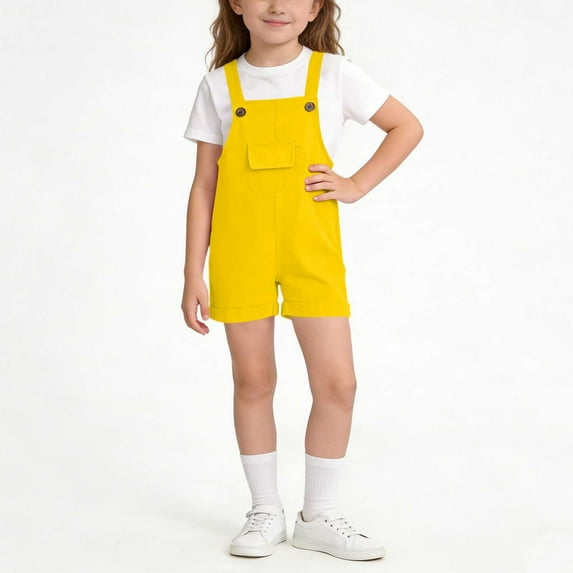 hengsof Girls Overall Shorts Kids Summer Casual Adjustable Strap ...