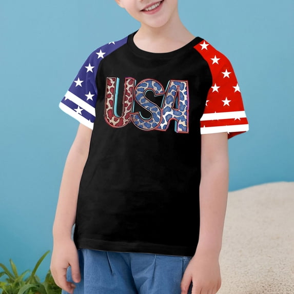 hengsof Girls Raglan Sleeve Fashion Printed T-Shirts Holiday Crew Neck ...