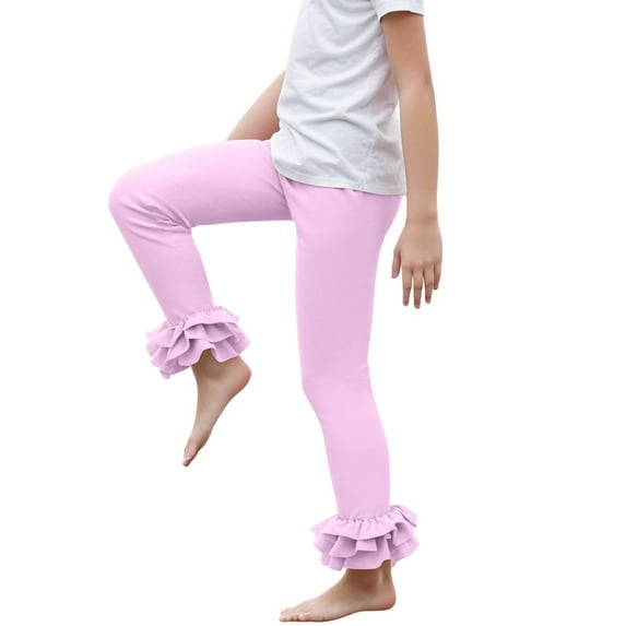 hengsof Girls' Ruffled Leggings Toddler Leggings Solid Color Sweet ...