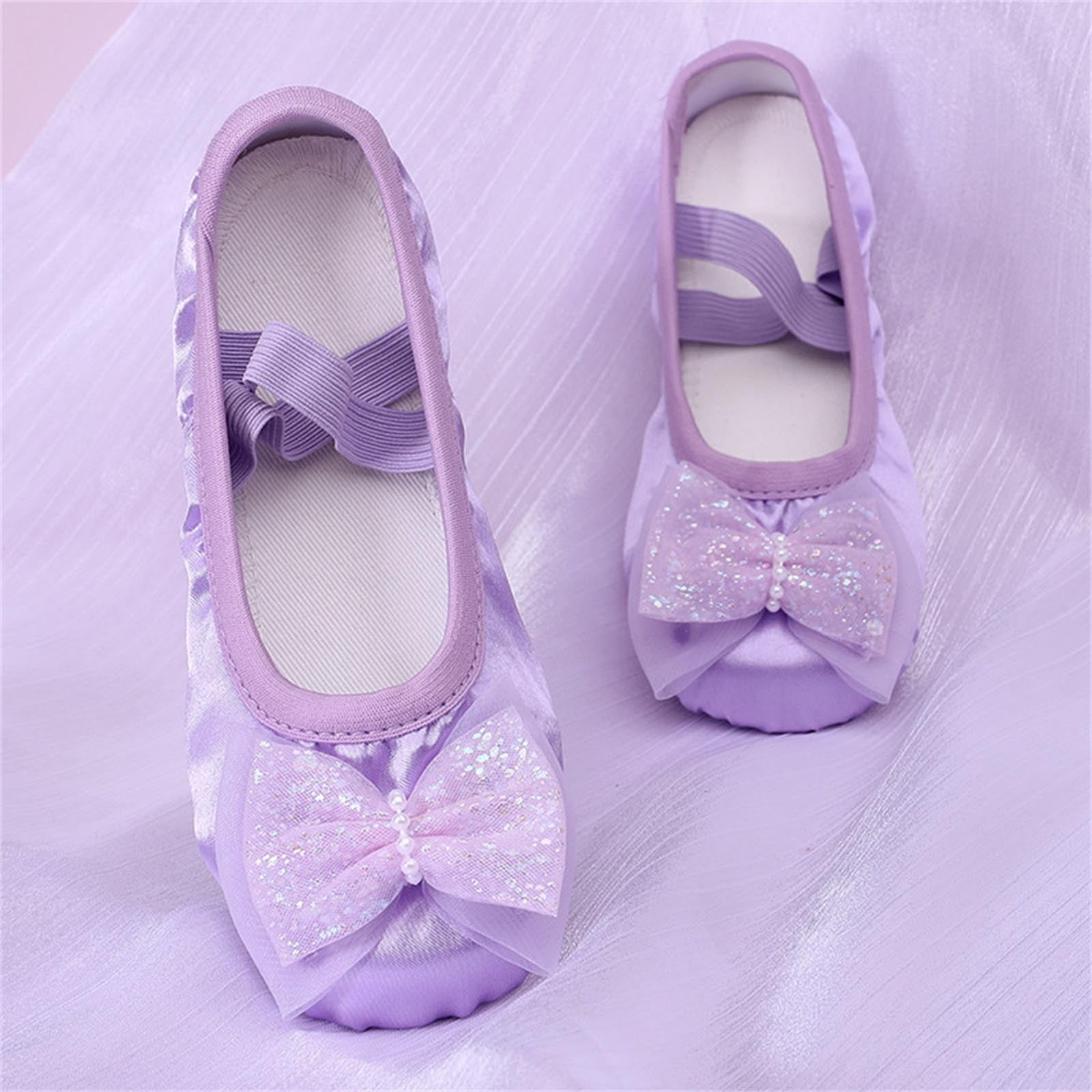 hengsof Girls Slip On Ballet Practice Shoes with Pretty Bow Accent ...