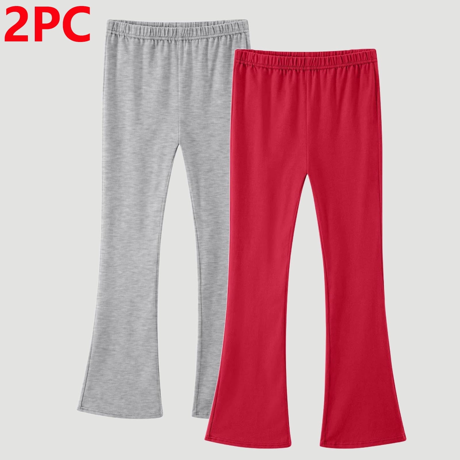 hengsof Girls Two Pack Yoga Flare Pants Solid Color Elastic Waist ...