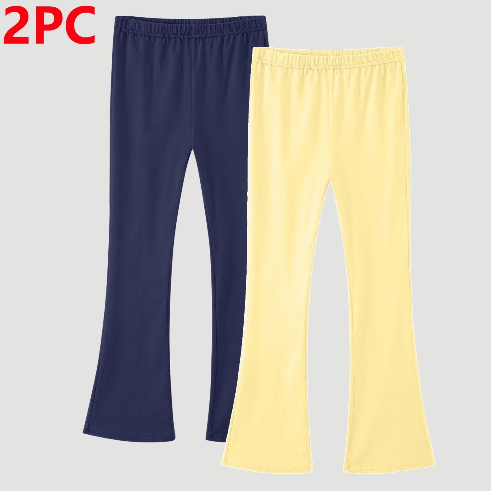 hengsof Girls Two Pack Yoga Flare Pants Solid Color Elastic Waist ...