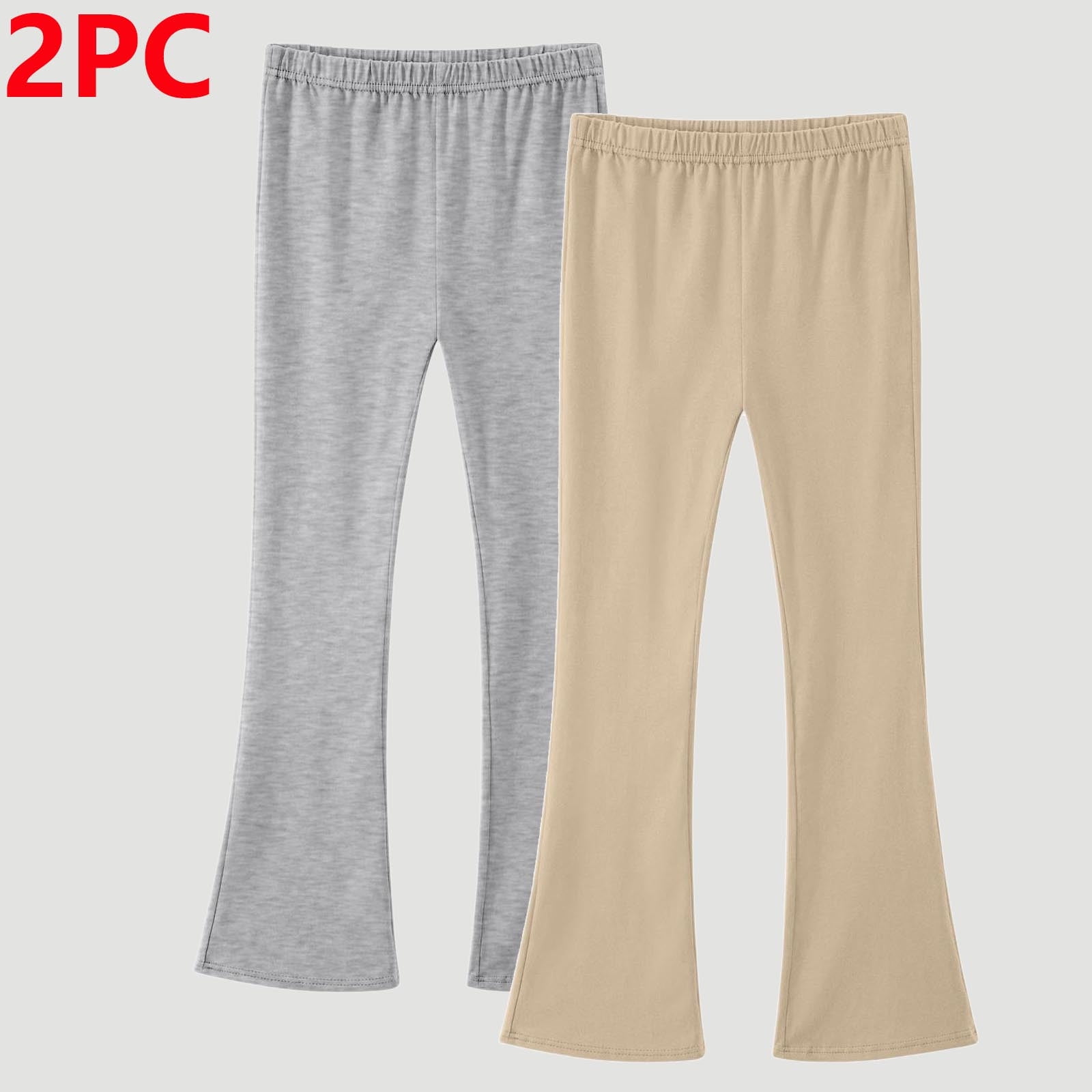 hengsof Girls Two Pack Yoga Flare Pants Solid Color Elastic Waist ...