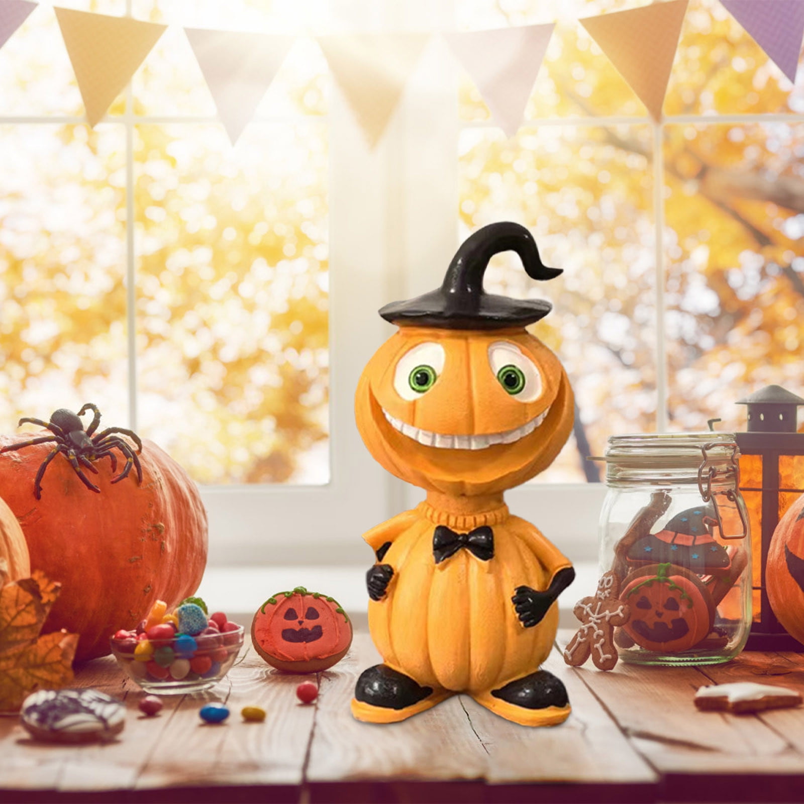 hengsof Halloween Miniature Pumpkin Figurines Mini Resin Pumpkin Ghost ...