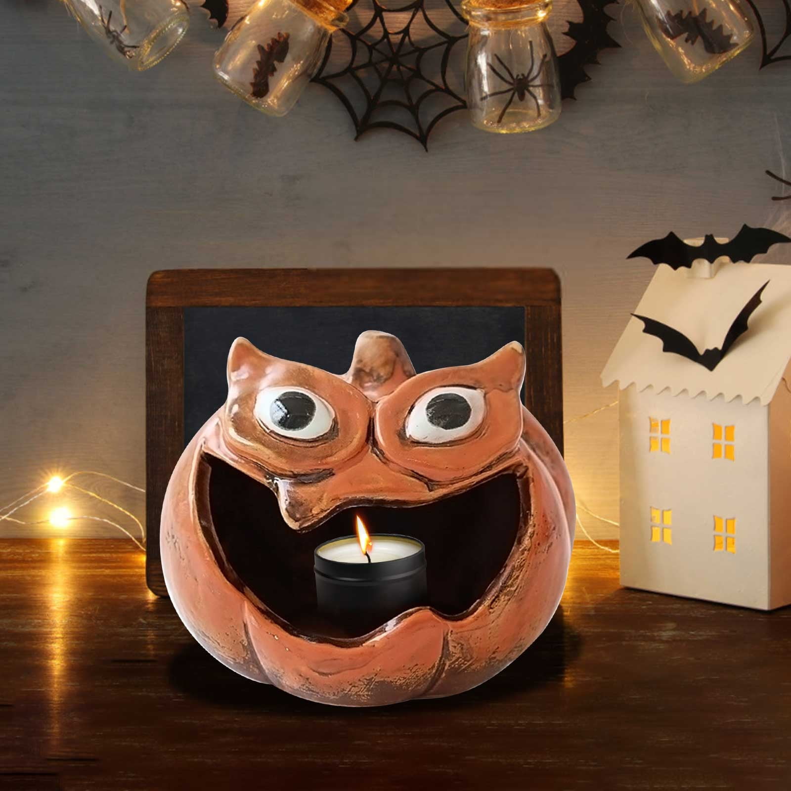 hengsof Halloween Pumpkin Rustic Lantern with Handle, Metal Jack O ...