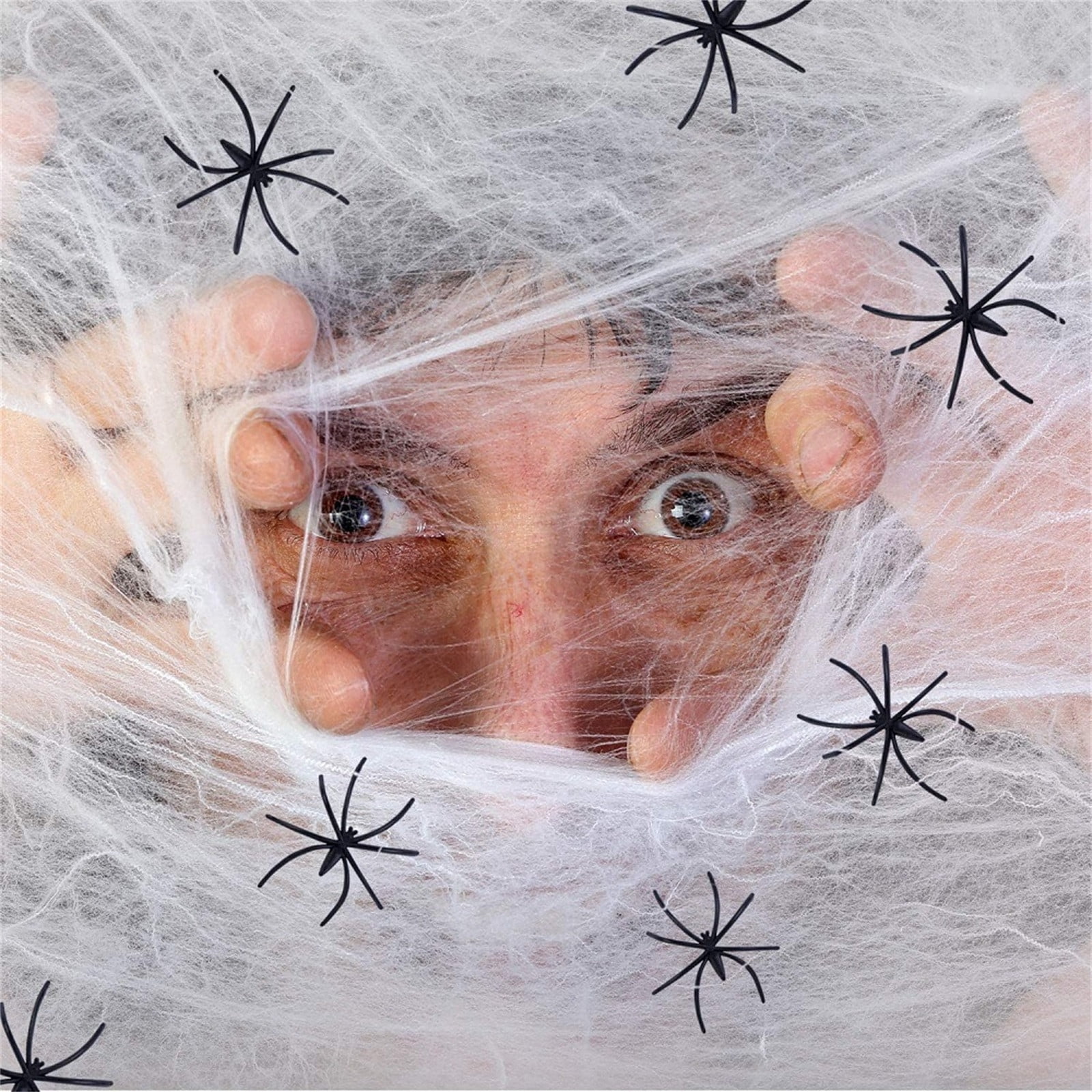 hengsof Halloween Stretch Spider Webs Indoor & Outdoor Spooky Spider ...