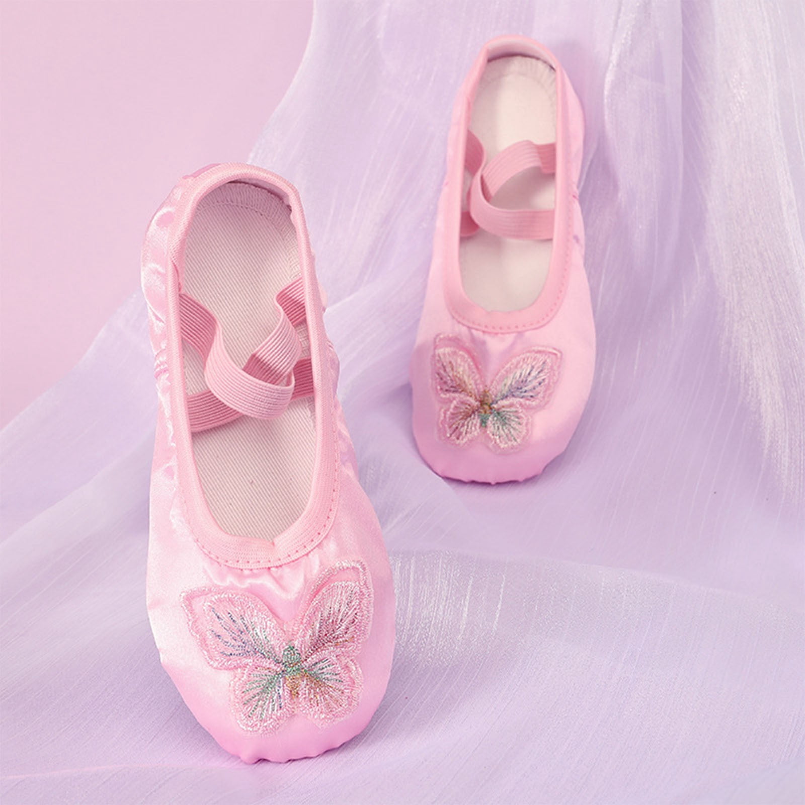 hengsof Kids Adjustable Strap Ballet Slippers with Butterfly Motif ...