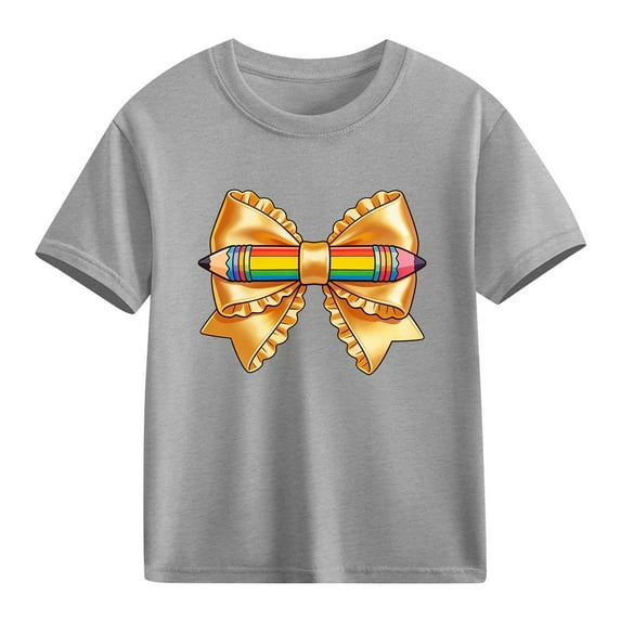 hengsof Kids Crewneck Short Sleeve Graphic Tees Cute Print Shirts ...