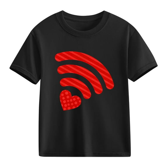 hengsof Kids Crewneck Short Sleeve Graphic Tees Cute Print Shirts ...