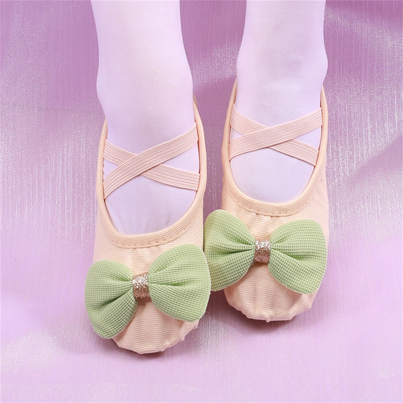 hengsof Kids Decorative Bow Ballet Practice Shoes, Soft Flexible Sole ...