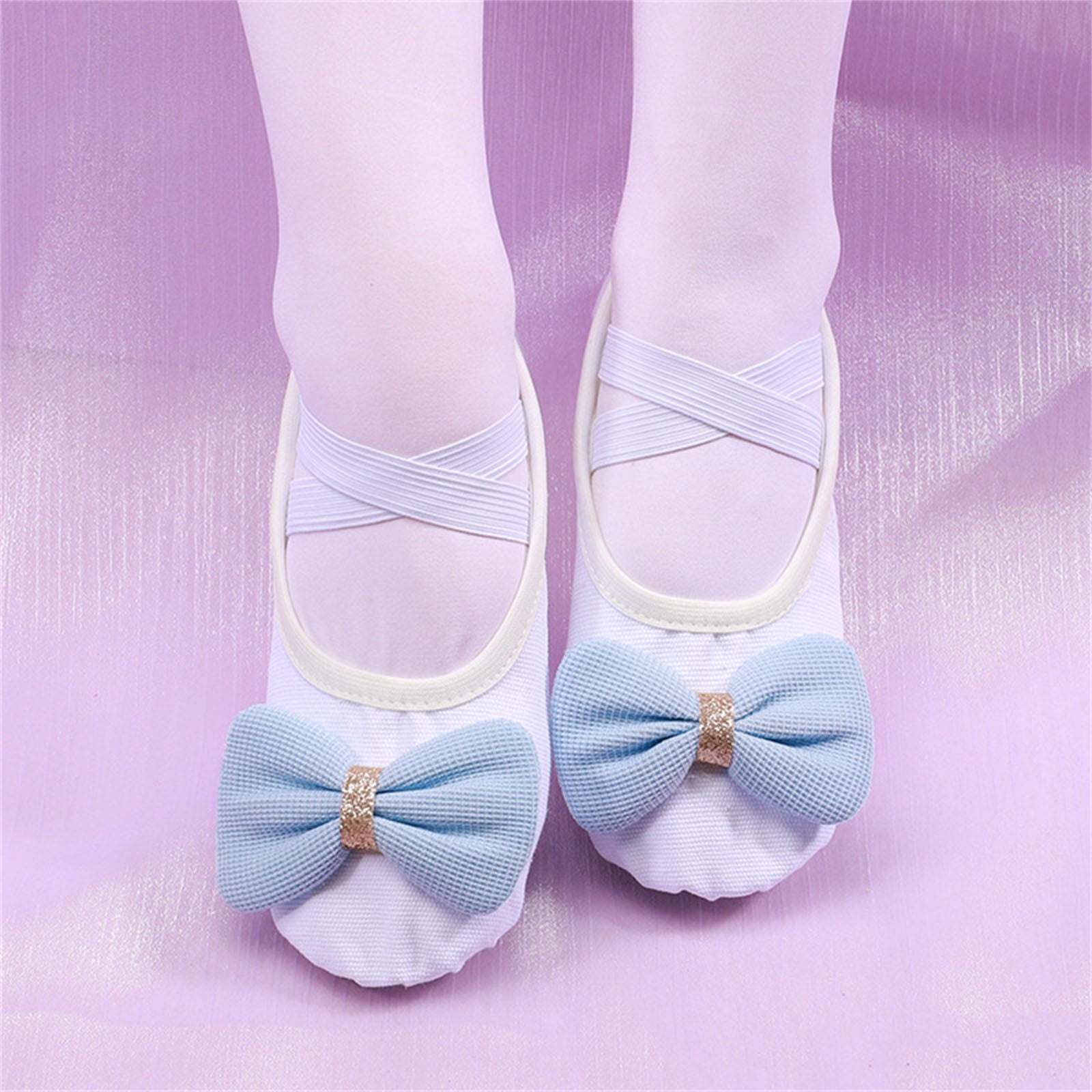hengsof Kids Decorative Bow Ballet Practice Shoes, Soft Flexible Sole ...