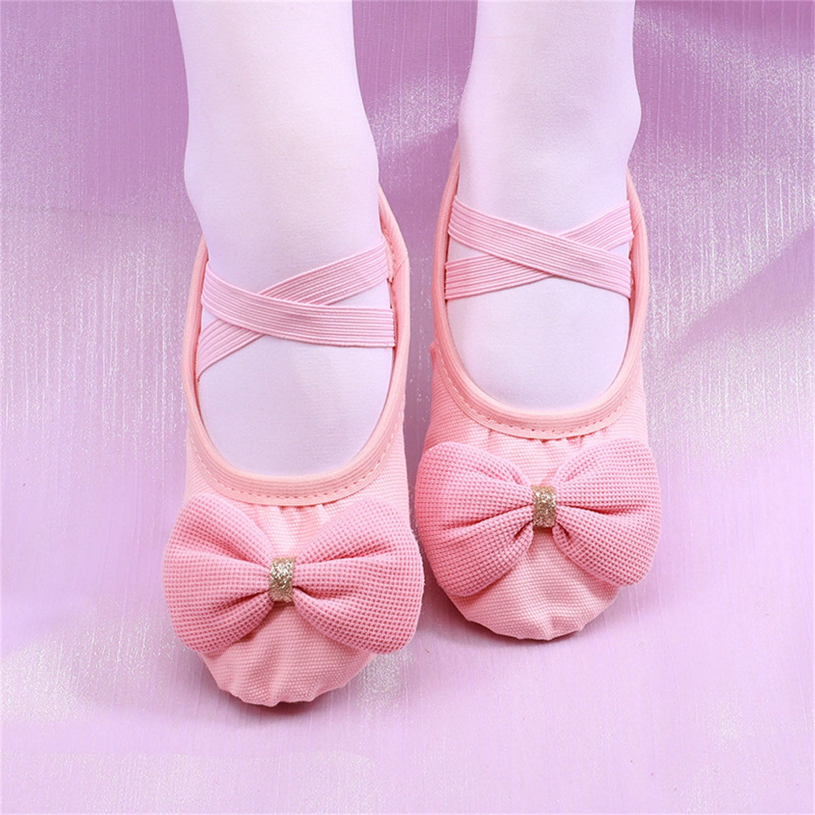 hengsof Kids Decorative Bow Ballet Practice Shoes, Soft Flexible Sole ...