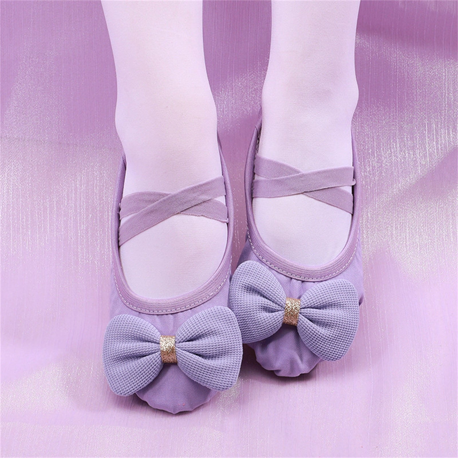hengsof Kids Decorative Bow Ballet Practice Shoes, Soft Flexible Sole ...