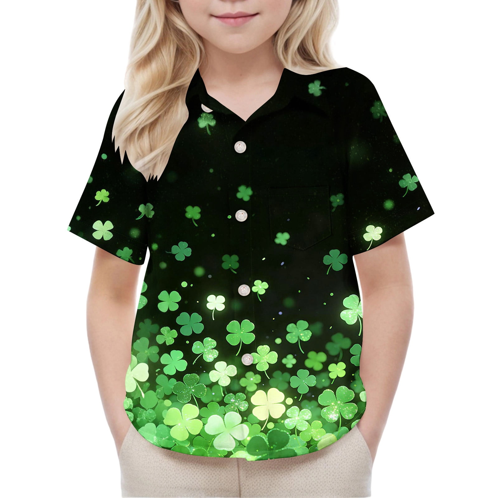 hengsof Kids Fashion Shirt Novelty Print Fun Short Sleeve Lapel Button ...