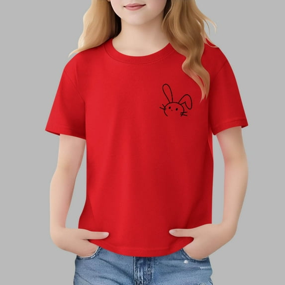 hengsof Kids Graphic T-Shirt Round Neck Fun Print Short Sleeve Girls T ...