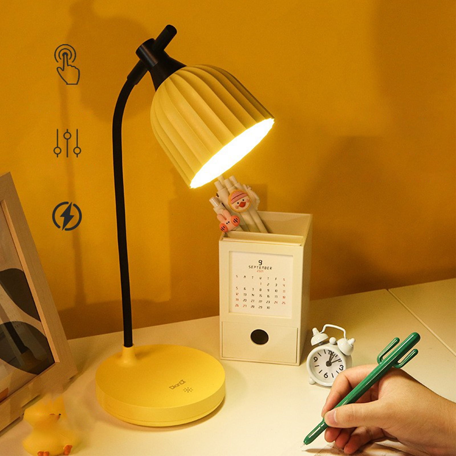 hengsof LED Desk Lamp with USB charging port, Small Desk Lamp for Home ...