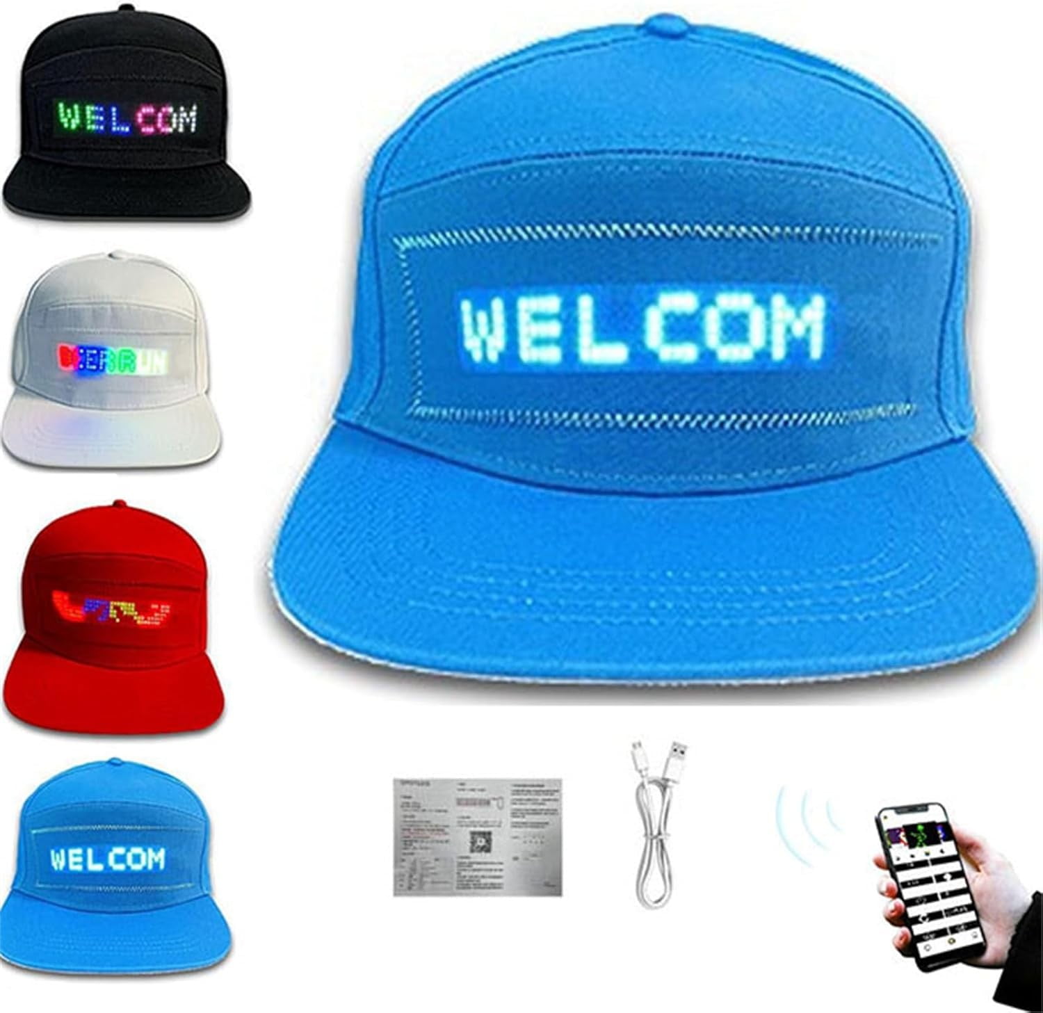 hengsof LED Rolling Display Hat LED Rolling Display Hat LED Display Hat ...