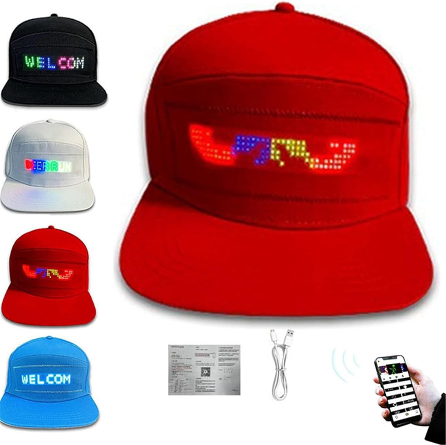 hengsof LED Rolling Display Hat LED Rolling Display Hat LED Display Hat ...