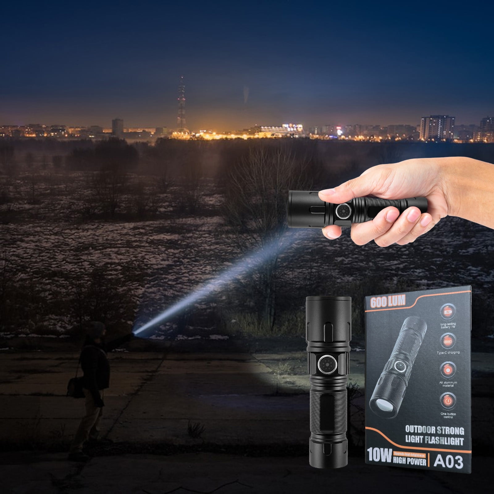 hengsof Led Rechargeable Tactical Flashlights 90000 High Lumens, Xhp90 ...