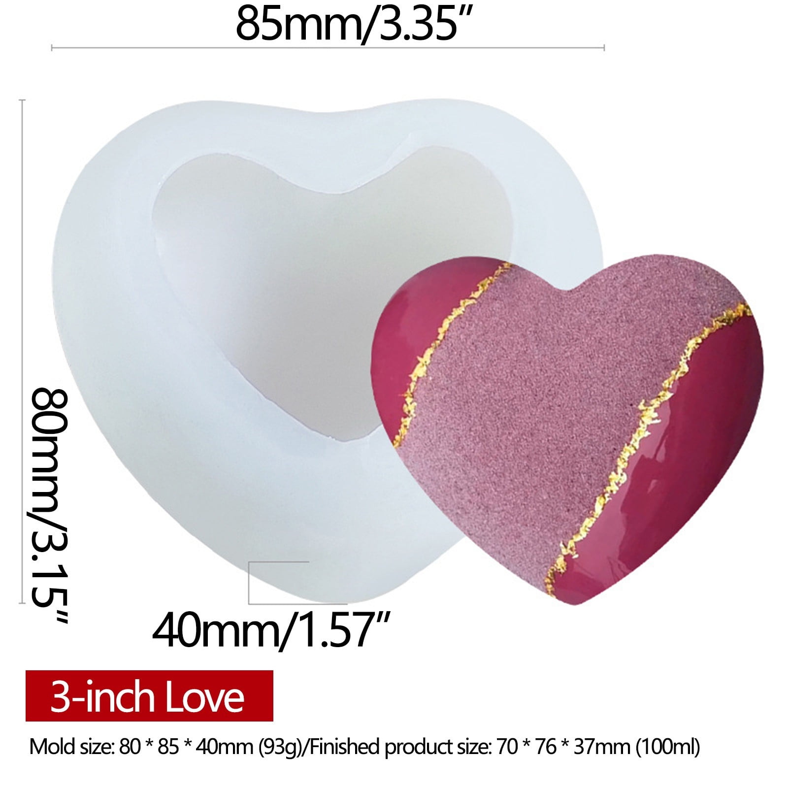 hengsof Love Heart Molds Silicone, Heart Shaped Chocolate Mold Heart ...