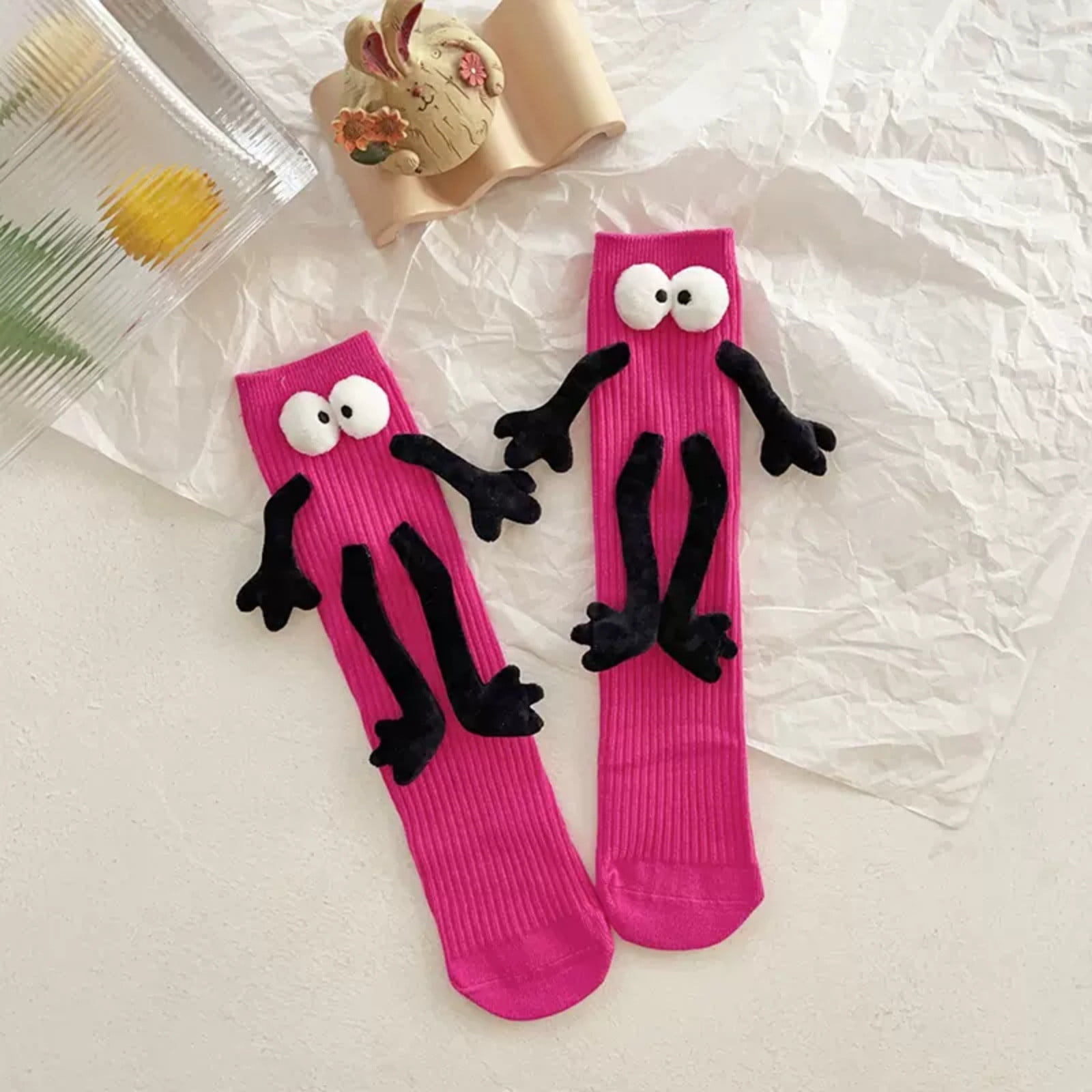 hengsof Magnetic Hand-Holding Socks, Funny 3D Big-Eyed Hand-in-Hand ...
