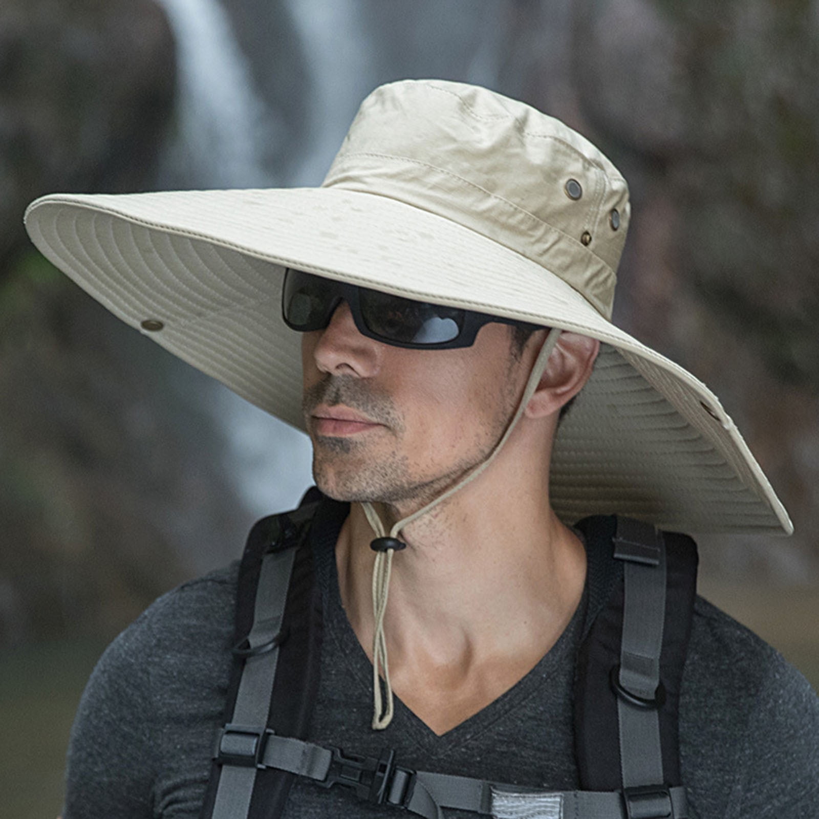 hengsof Men's Sun Hat UPF 50+ Wide Brim Bucket Hats for Fishing Hiking ...
