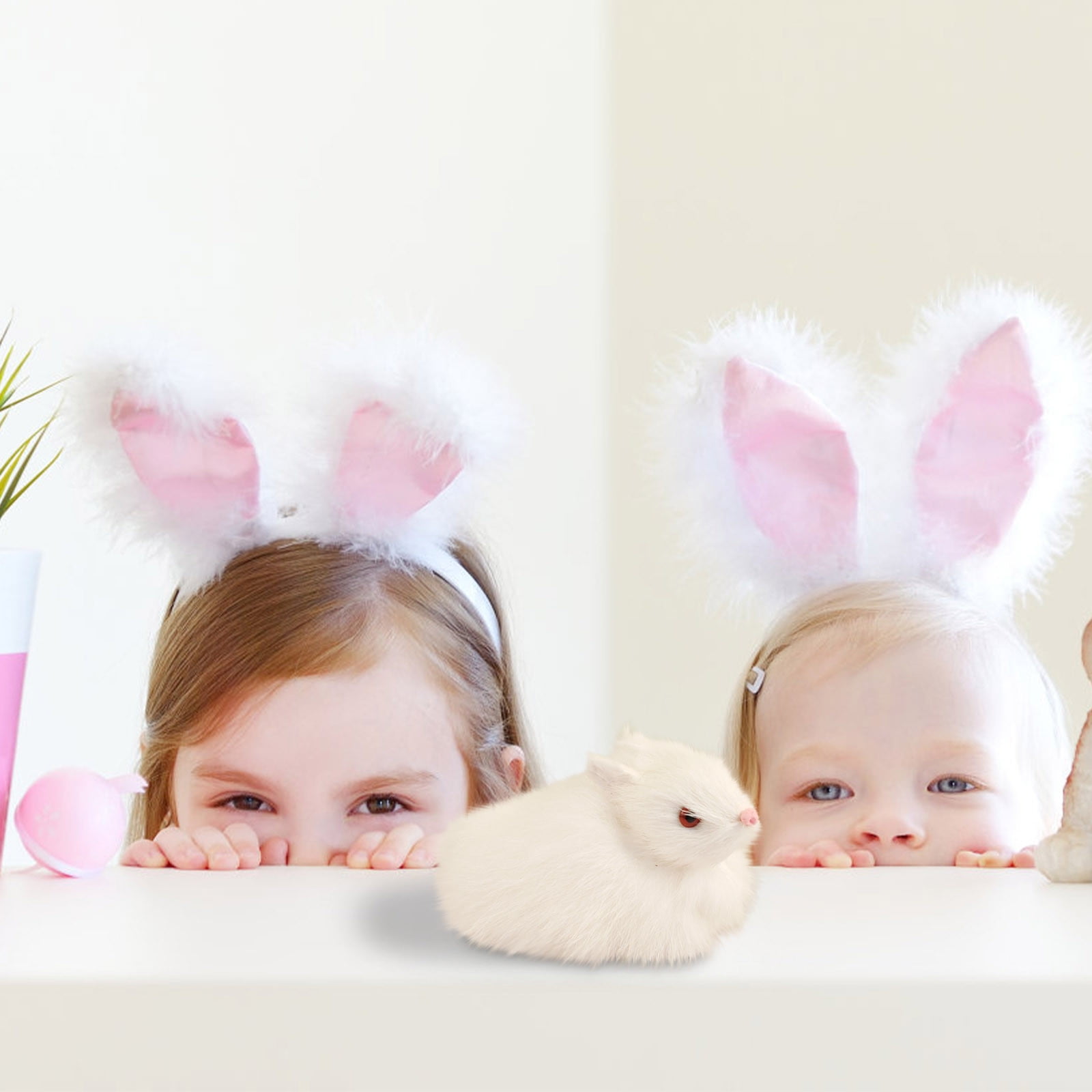 hengsof Mini Realistic Cute Plush Rabbits Lifelike Animal Easter Bunny ...