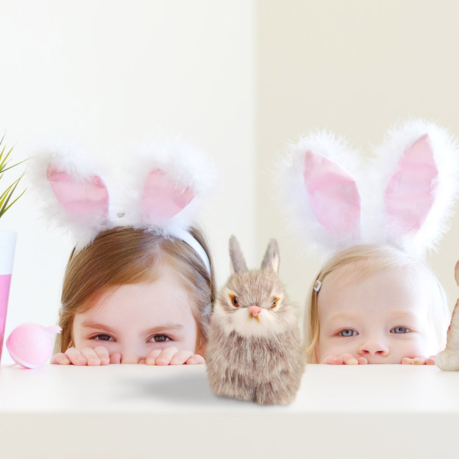 hengsof Mini Realistic Cute Plush Rabbits Lifelike Animal Easter Bunny ...