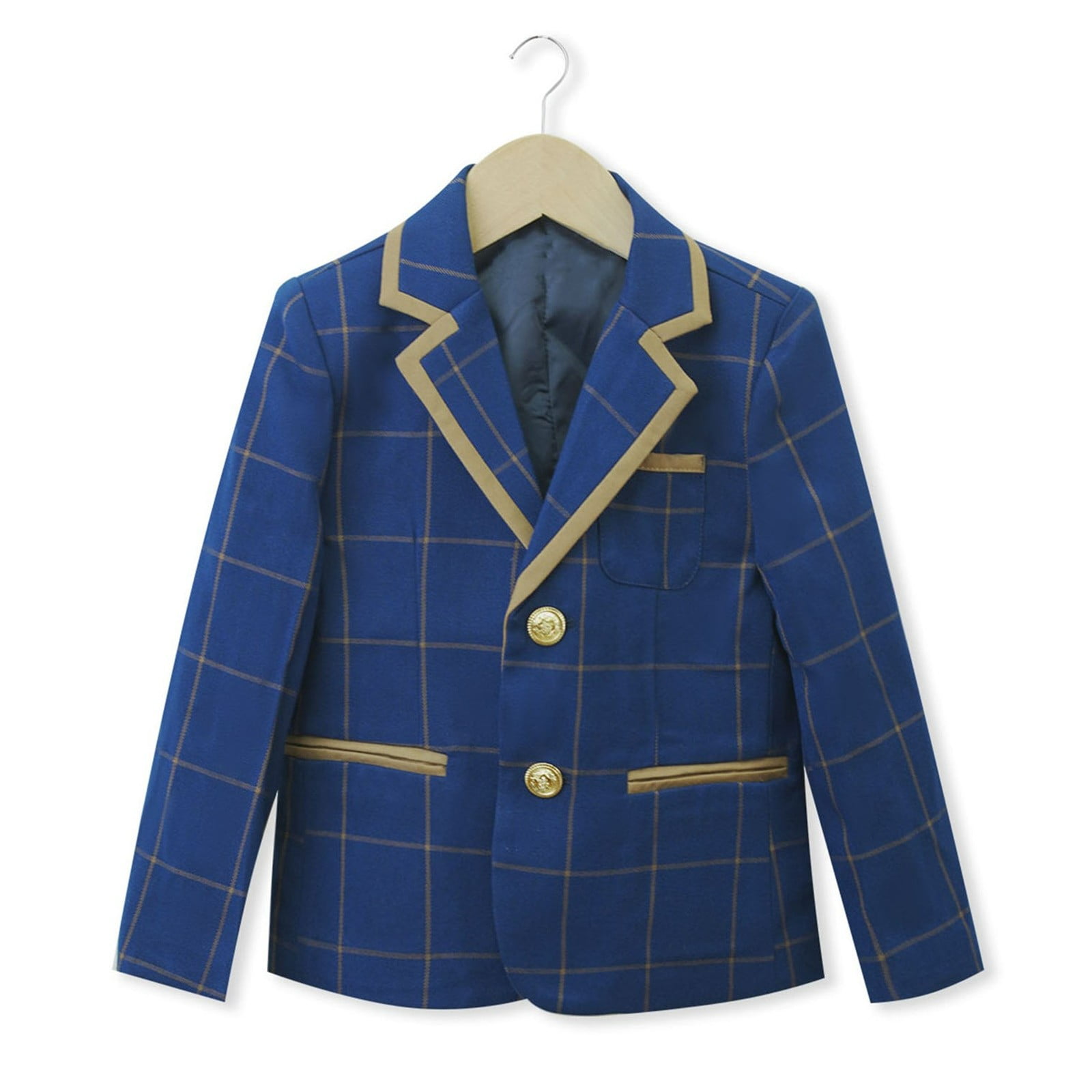 hengsof Plaid Pattern Blazer Jacket for School, Kids Formal Wear Coat ...
