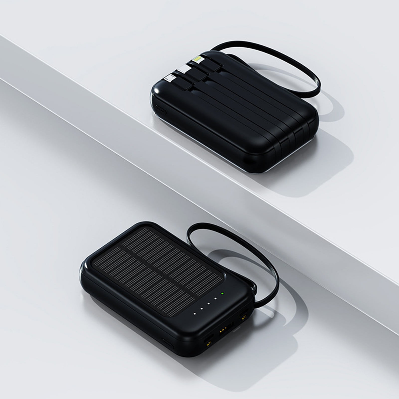 hengsof Portable Solar Power Bank with Built-in Cables, 10000mAh Power ...