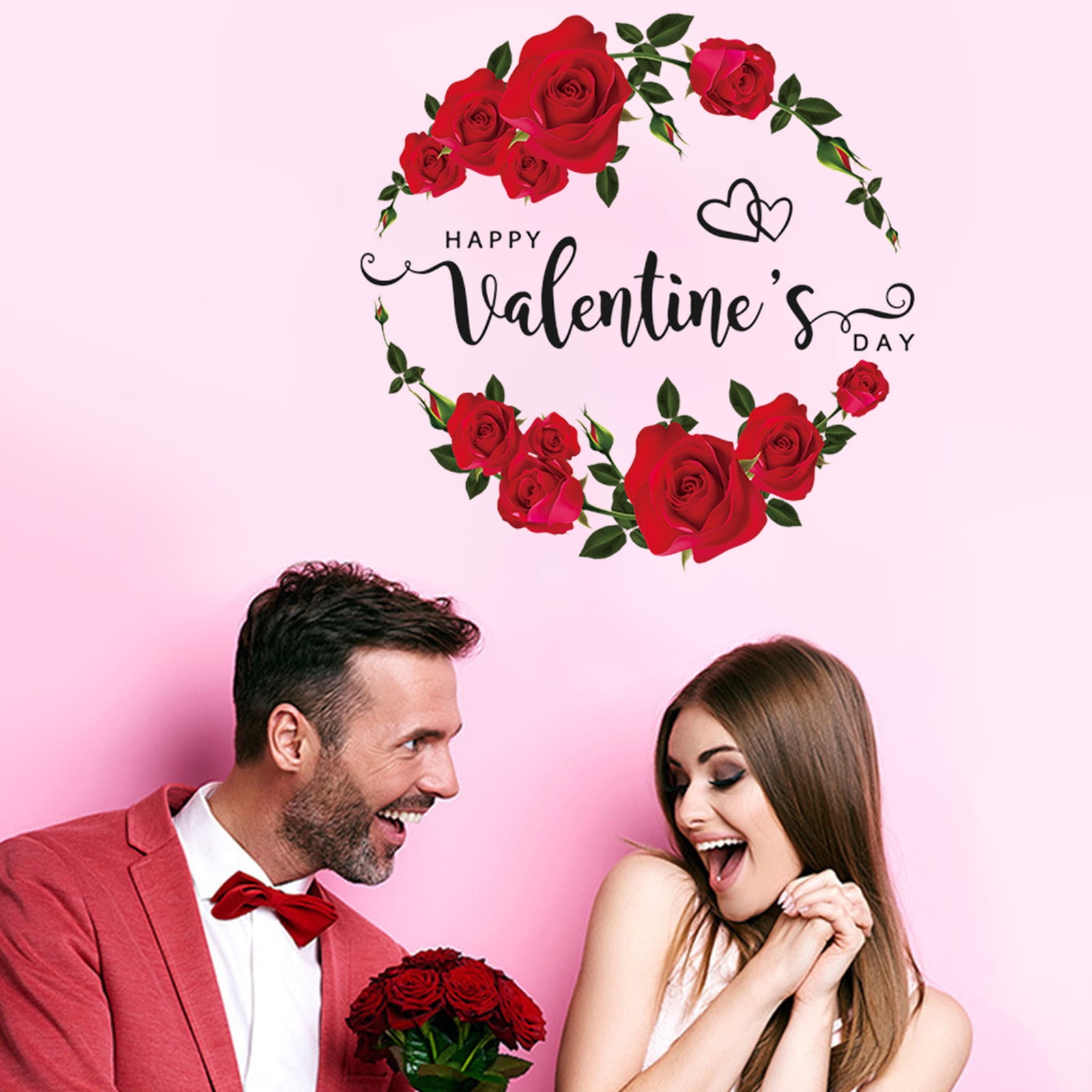 hengsof Red Rose Wall Stickers Valentine's Day Wall Sticker Home Wall ...